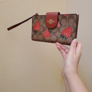 Coach | Bags | Coach Tech Wallet In Signature Canvas With Wild ...